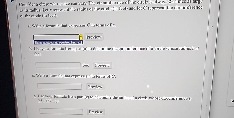 Solved Consider a circle whose size can vary. The | Chegg.com