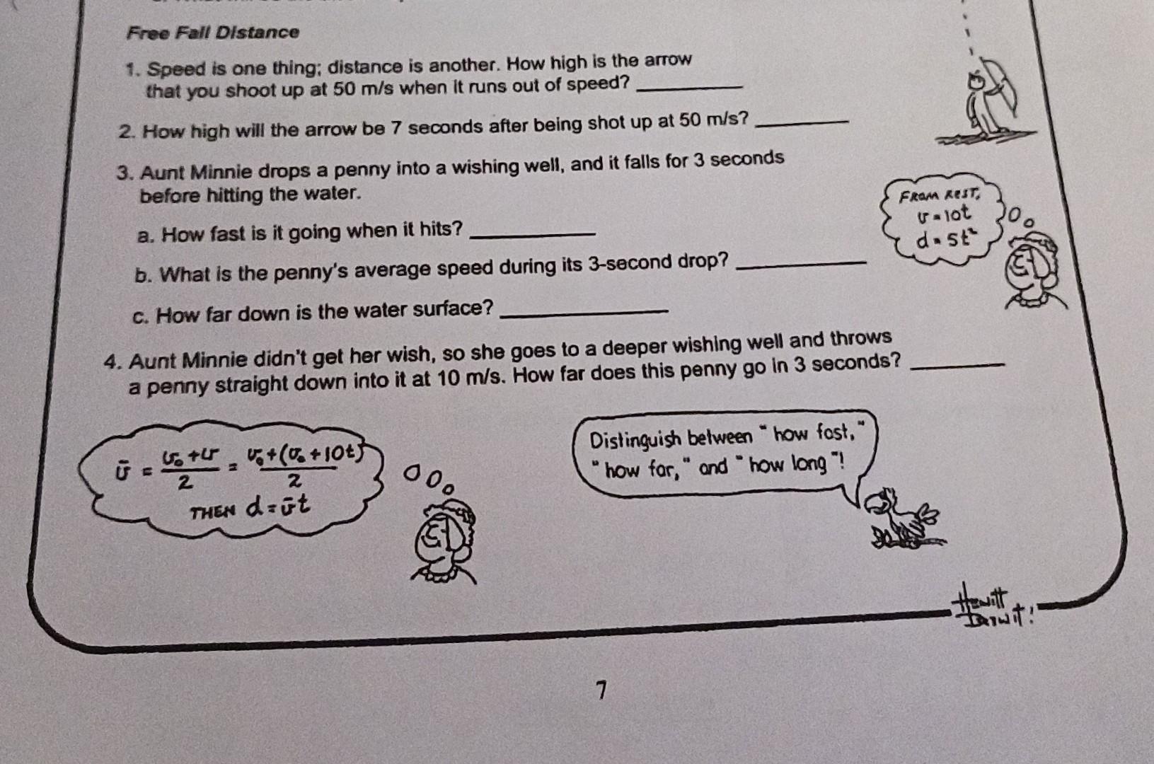 Solved Free Fall Dlstance 1. Speed is one thing; distance is | Chegg.com