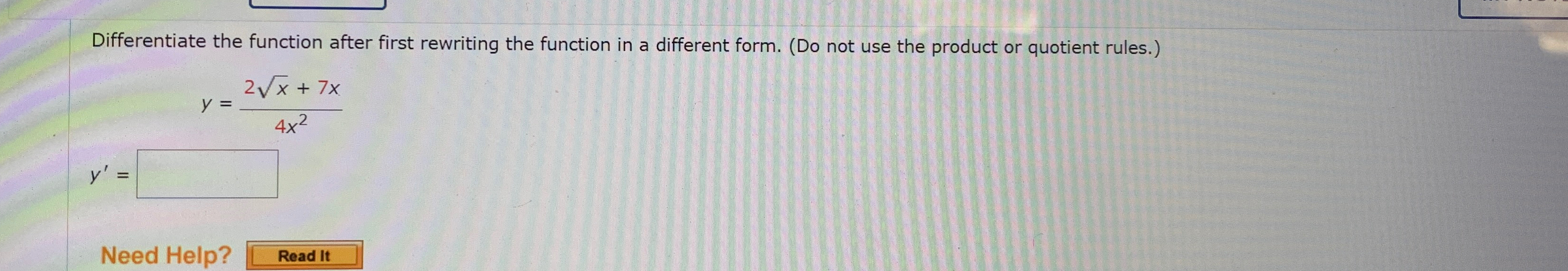 Solved Differentiate the function after first rewriting the | Chegg.com