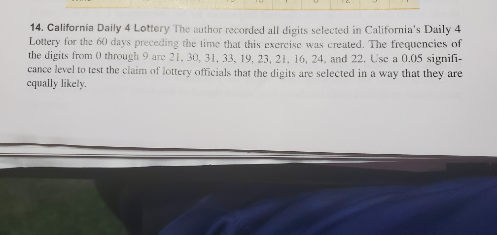 Solved 14. California Daily 4 Lottery The author recorded | Chegg.com