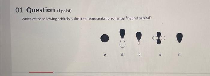 Solved 01 Question (1 point) Which of the following orbitals | Chegg.com