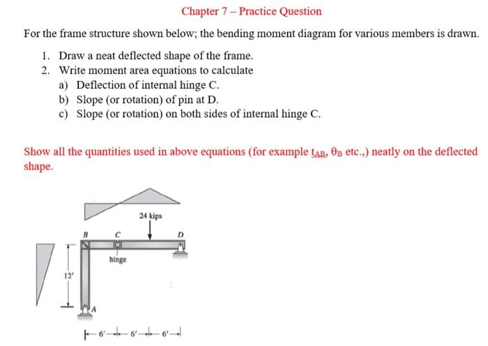 Solved For the frame structure shown below; the bending | Chegg.com