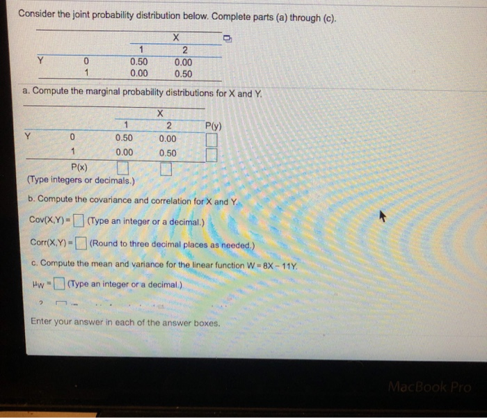 Solved Consider the joint probability distribution below. | Chegg.com