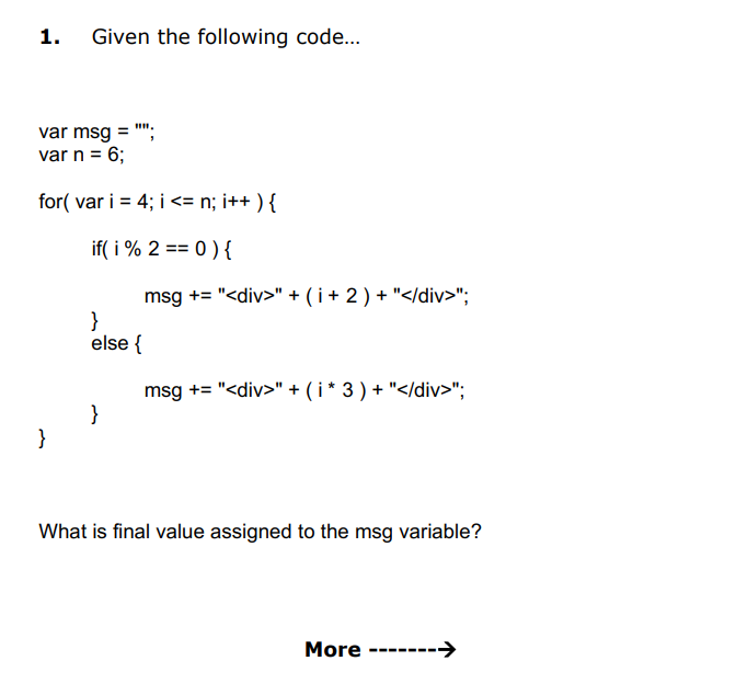 Solved Given the following code. | Chegg.com