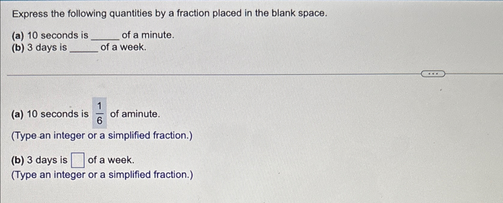 Solved Express the following quantities by a fraction placed | Chegg.com