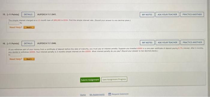 Solved 15. - 1 Points DETAILS AUFEXC4 11.1.041. MY NOTES ASK | Chegg.com Solved 15. - 1 Points DETAILS AUFEXC4 11.1.041. MY NOTES ASK | Chegg.com