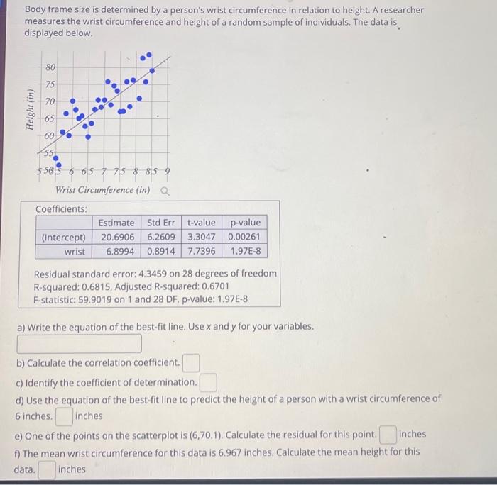 Solved Body frame size is determined by a person's wrist | Chegg.com