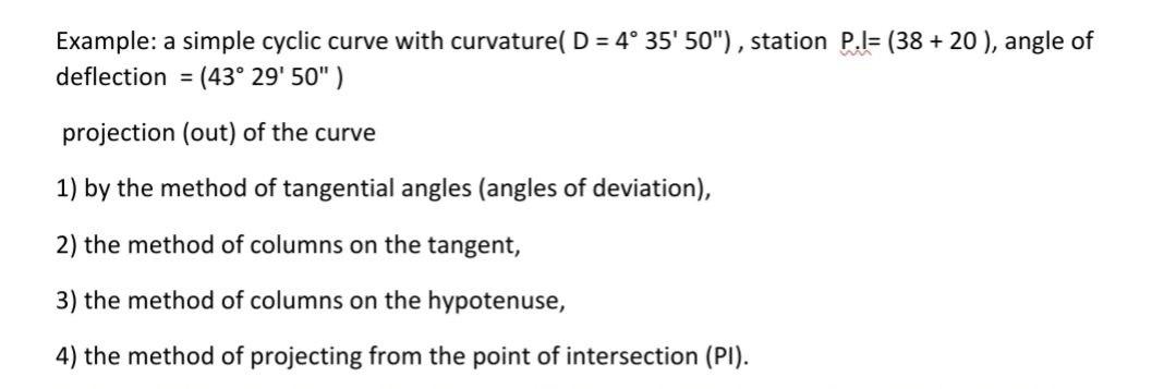 Solved Example: a simple cyclic curve with curvaturel D = 4° | Chegg.com