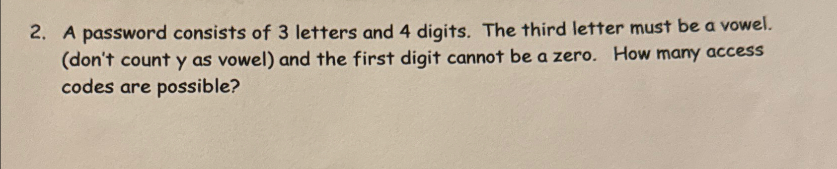 Solved A password consists of 3 ﻿letters and 4 ﻿digits. The | Chegg.com