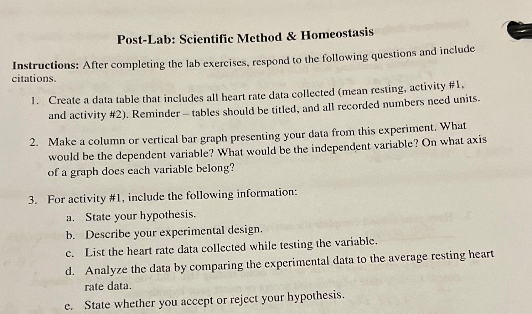 Solved Post-Lab: Scientific Method & | Chegg.com