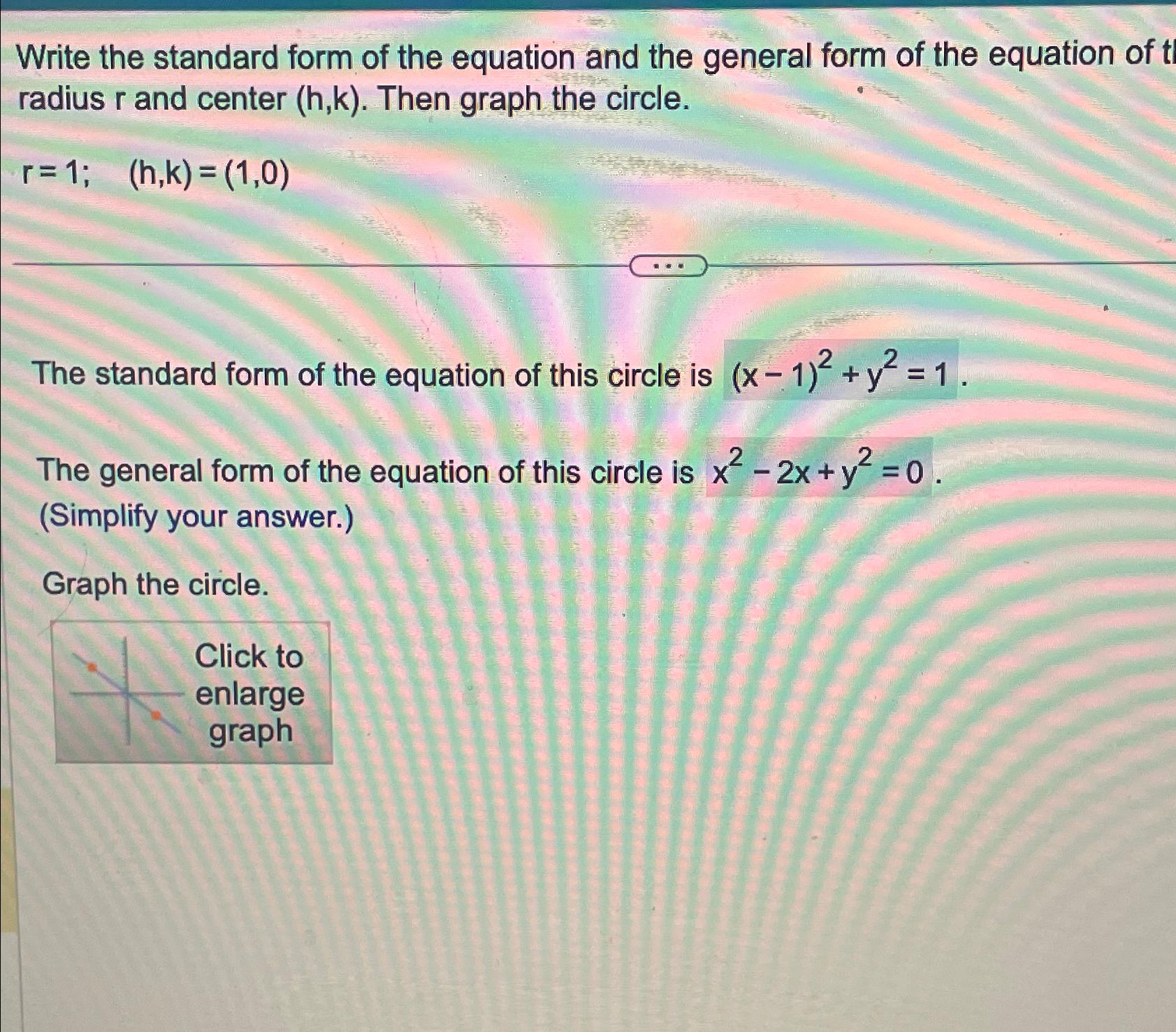Solved Write the standard form of the equation and the | Chegg.com
