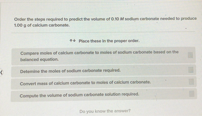 Solved Order the steps required to predict the volume of | Chegg.com