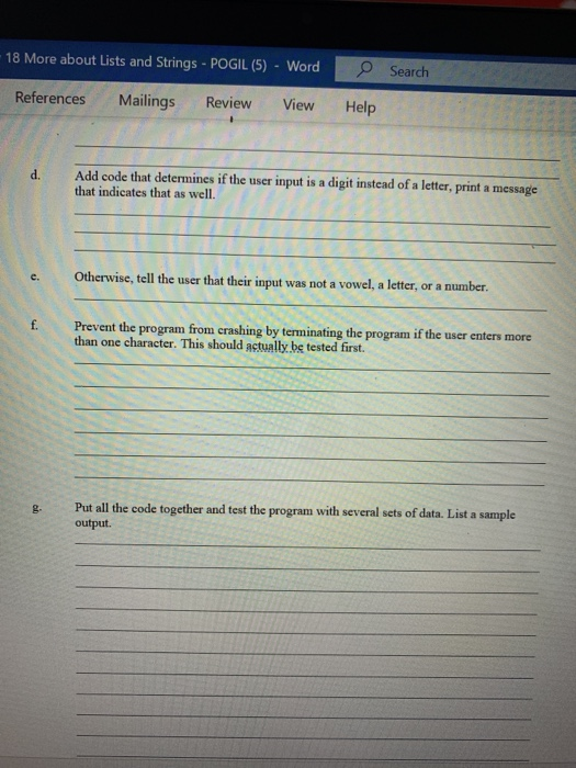 Solved Python Activity 18 More about Lists and Strings - | Chegg.com