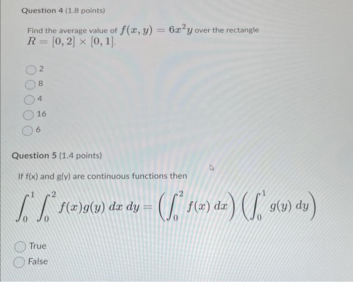 Solved Find the average value of f(x,y)=6x2y over the | Chegg.com