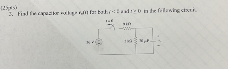 Solved (25pts)3. ﻿Find the capacitor voltage vo(t) ﻿for both | Chegg.com