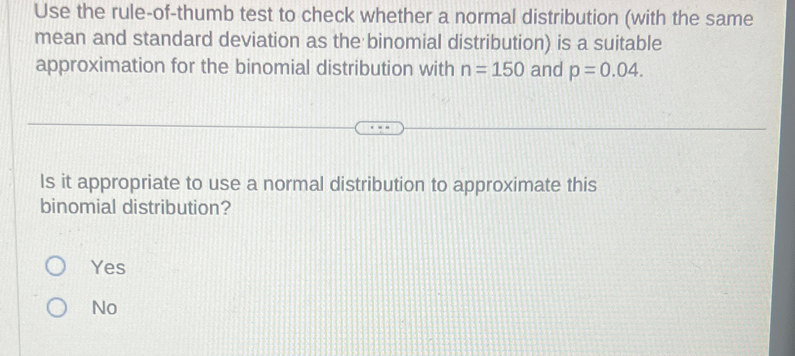 Use the rule-of-thumb test to check whether a normal | Chegg.com