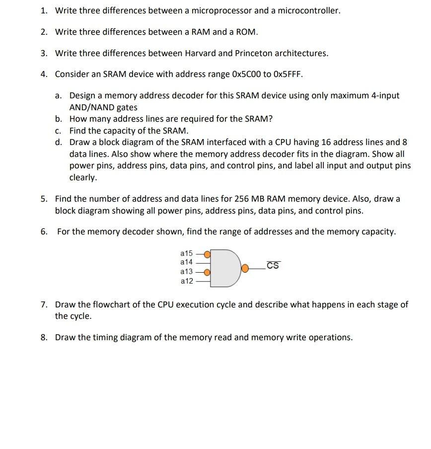 Solved 2. Write three differences between a RAM and a ROM. | Chegg.com