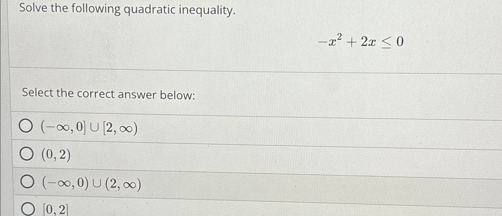 Solved Solve the following quadratic | Chegg.com
