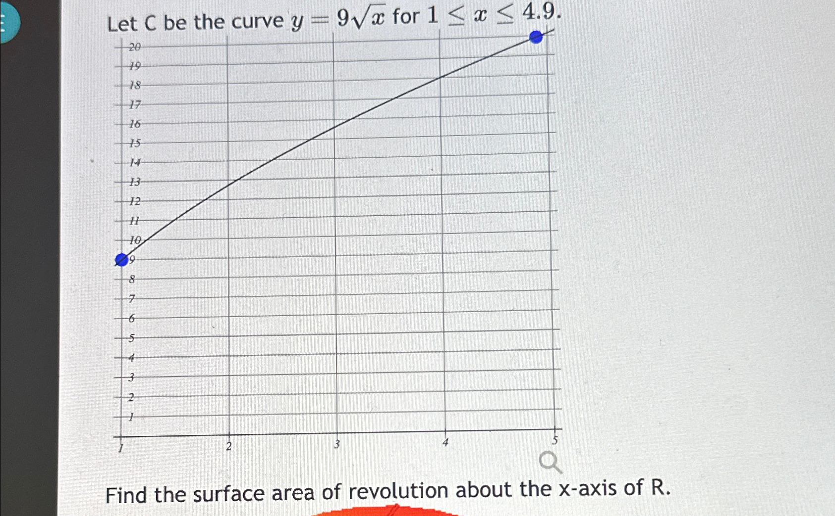 Solved Let C ﻿be the curve y=9x2 ﻿for 1≤x≤4.9.Find the | Chegg.com