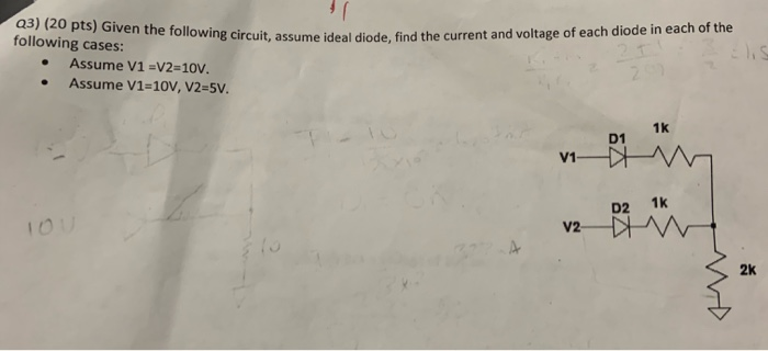 Solved wing circuit, assume ideal diode, find the current | Chegg.com