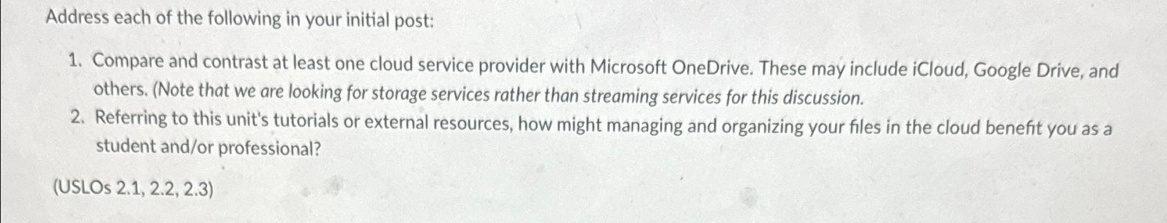 Solved Address each of the following in your initial | Chegg.com