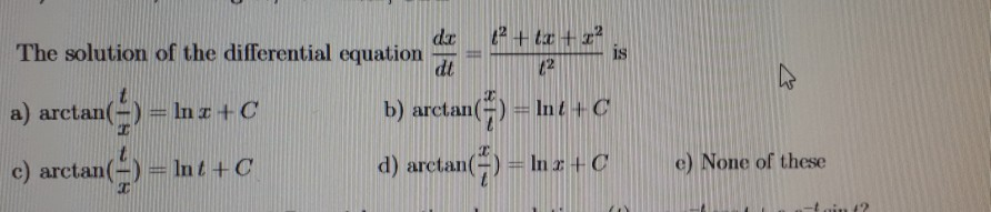 Solved dat The solution of the differential equation ? + ta | Chegg.com