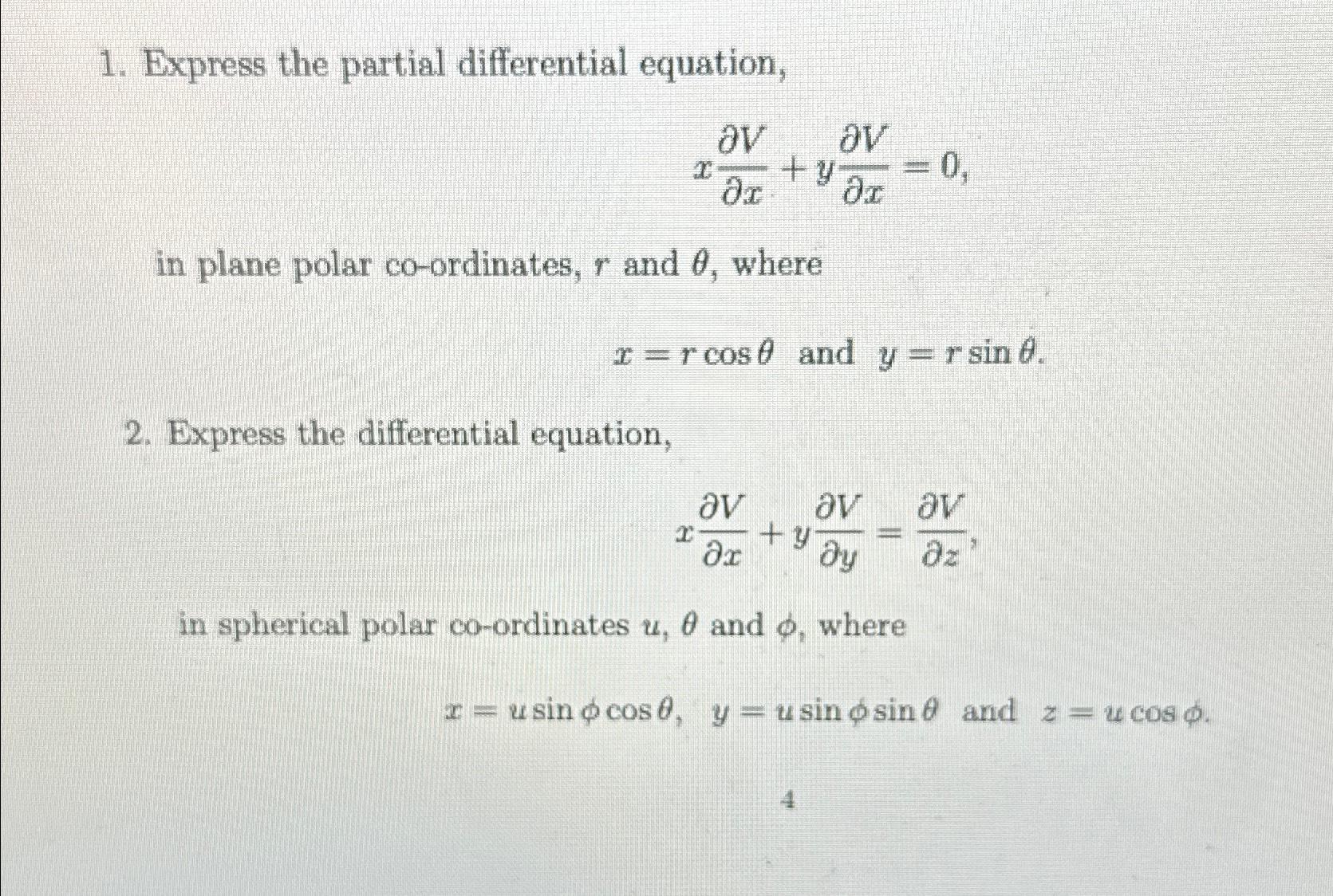 Solved Express the partial differential | Chegg.com