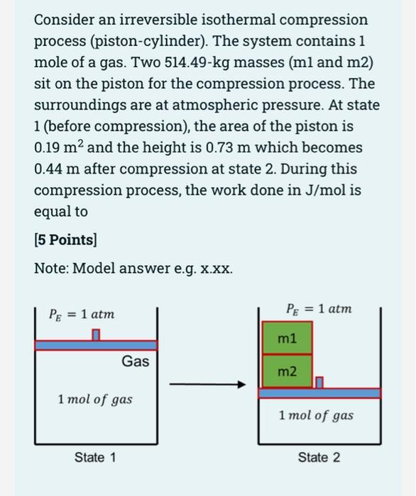 Solved Consider an irreversible isothermal compression | Chegg.com