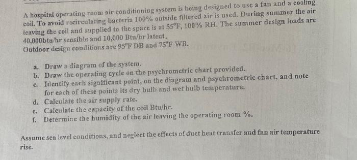 Solved A hospital operating room air conditioning system is | Chegg.com