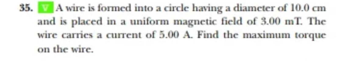 Solved D ﻿A wire is formed into a circle having a diameter | Chegg.com