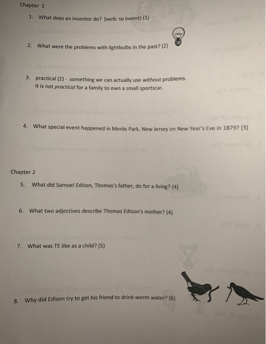Solved Chapter 1 1. What does an inventor do? (verb: to | Chegg.com