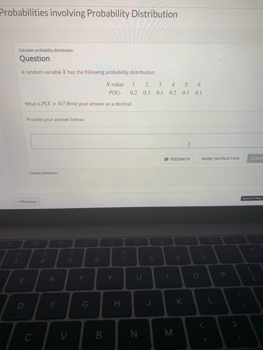 Solved Probabilities involving Probability Distribution | Chegg.com