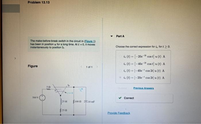 Solved Problem 13.13 The make-before-break switch in the | Chegg.com