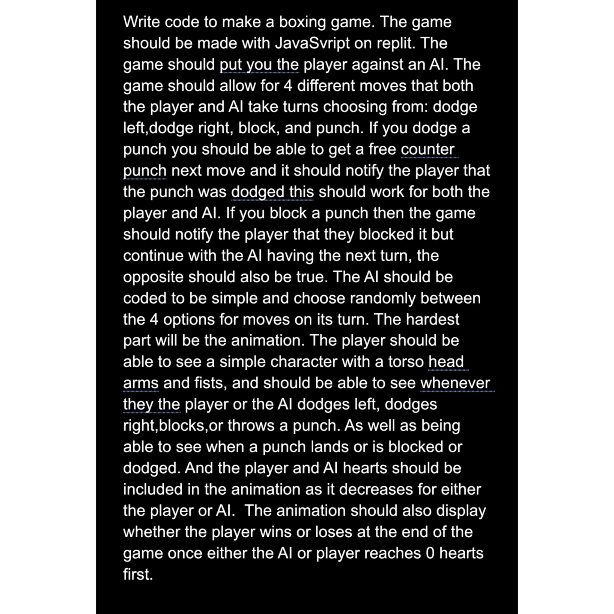 Solved Write code to make a boxing game. The game should be | Chegg.com