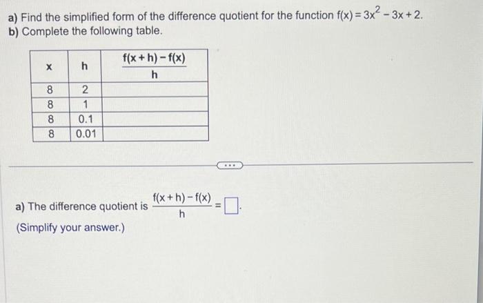 Solved a) Find the simplified form of the difference | Chegg.com