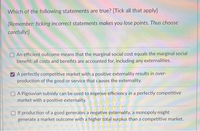 Solved Which of the following statements are true? [Tick all | Chegg.com