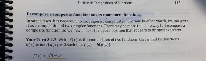 Solved Section 4: Composition of Functions 145 Decompose a | Chegg.com