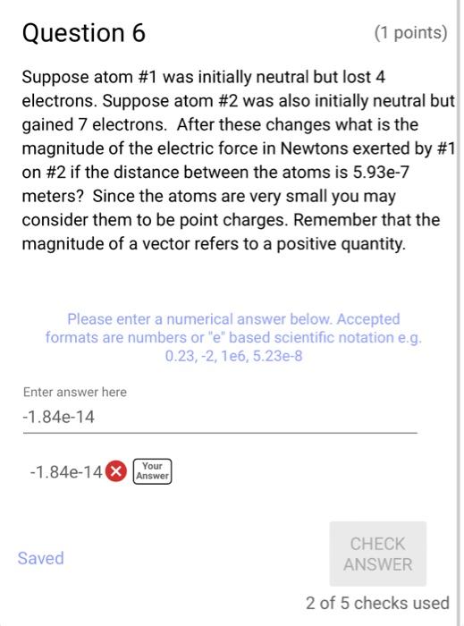 Solved Question 6 (1 points) Suppose atom \#1 was initially | Chegg.com