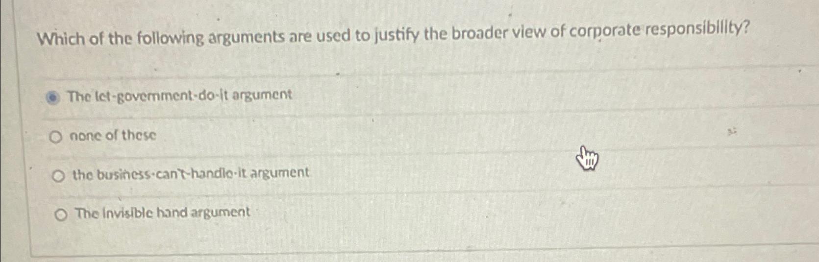 Solved Which of the following arguments are used to justify | Chegg.com