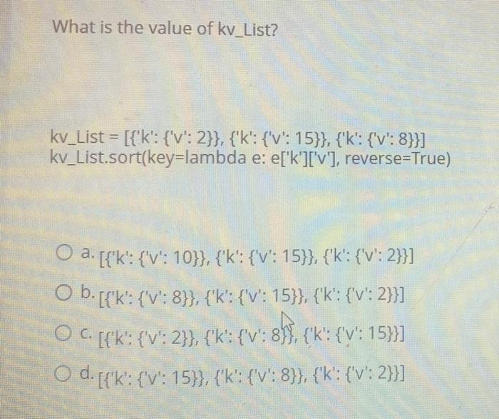 Solved What is the value of kv_List? kV_List | Chegg.com