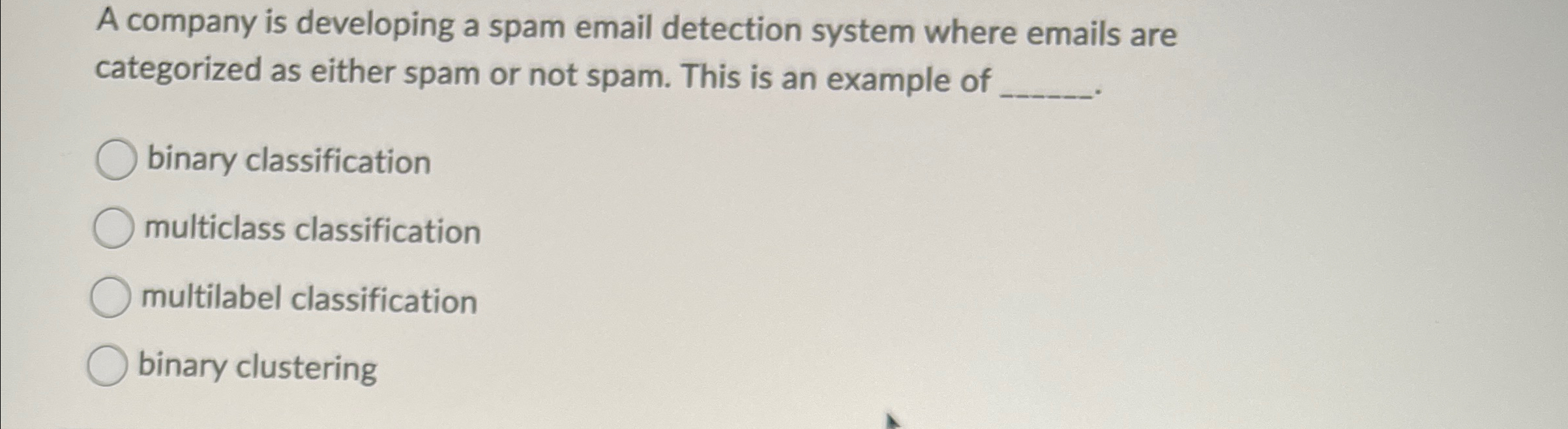 Solved A company is developing a spam email detection system | Chegg.com