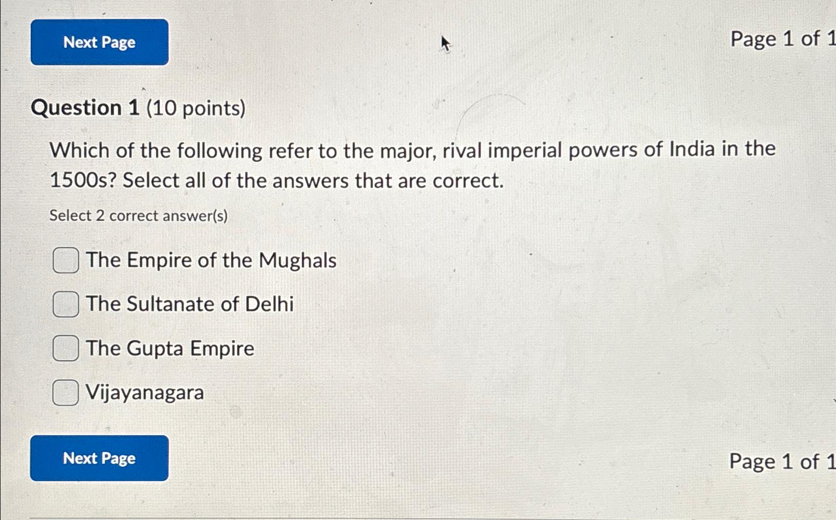 Solved Page 1 ﻿of 1Question 1 (10 ﻿points)Which of the | Chegg.com