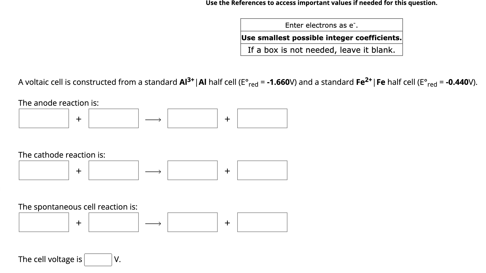 Solved The anode reaction is:The cathode reaction is:The | Chegg.com