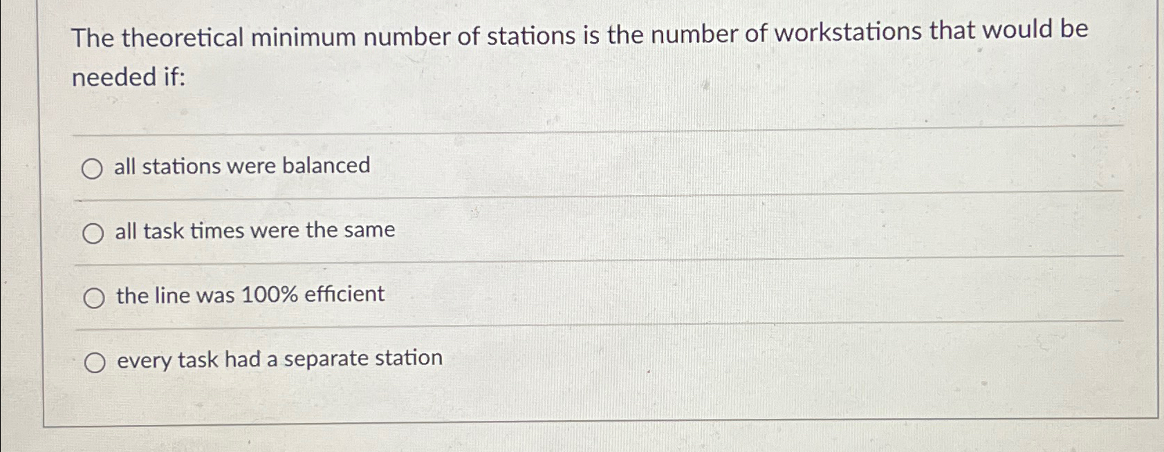 Solved The theoretical minimum number of stations is the | Chegg.com