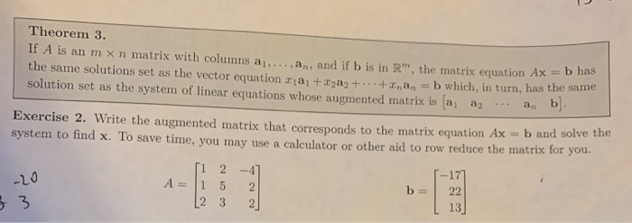 Solved Theorem 3 If A Is An Mxn Matrix With Columns Ai