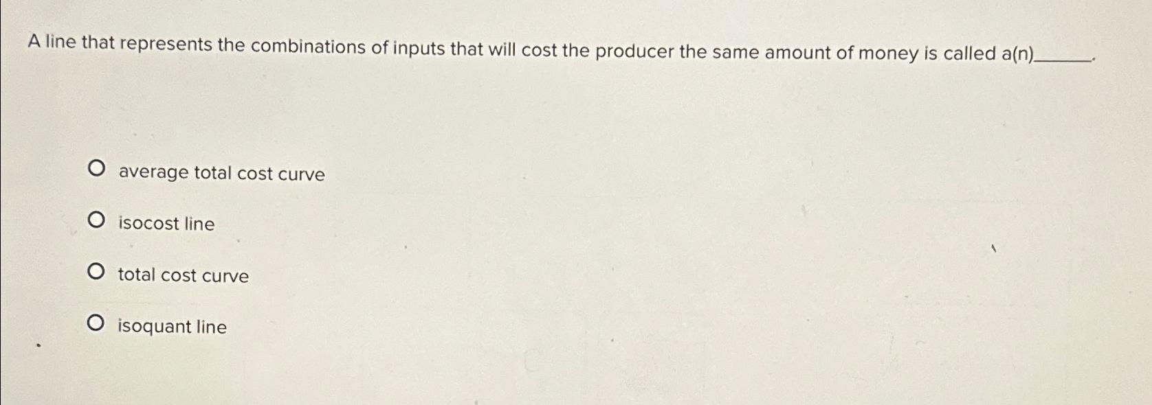 Solved A line that represents the combinations of inputs | Chegg.com
