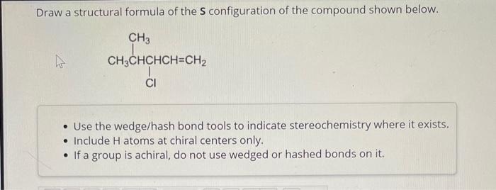 Solved Draw a structural formula of the S configuration of | Chegg.com