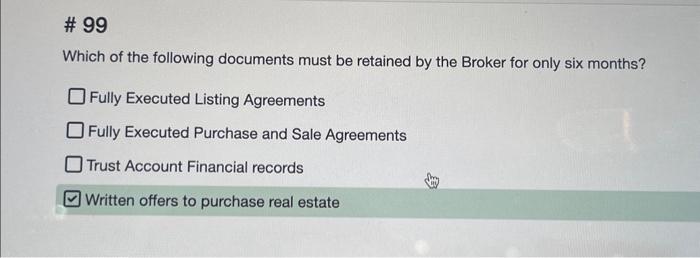 Which of the following documents must be retained by | Chegg.com