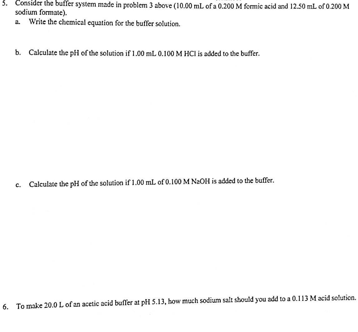 Solved Consider the buffer system made in problem 3 ﻿above | Chegg.com