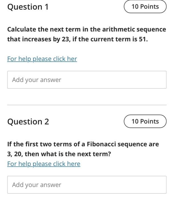 Solved Calculate the next term in the arithmetic sequence | Chegg.com